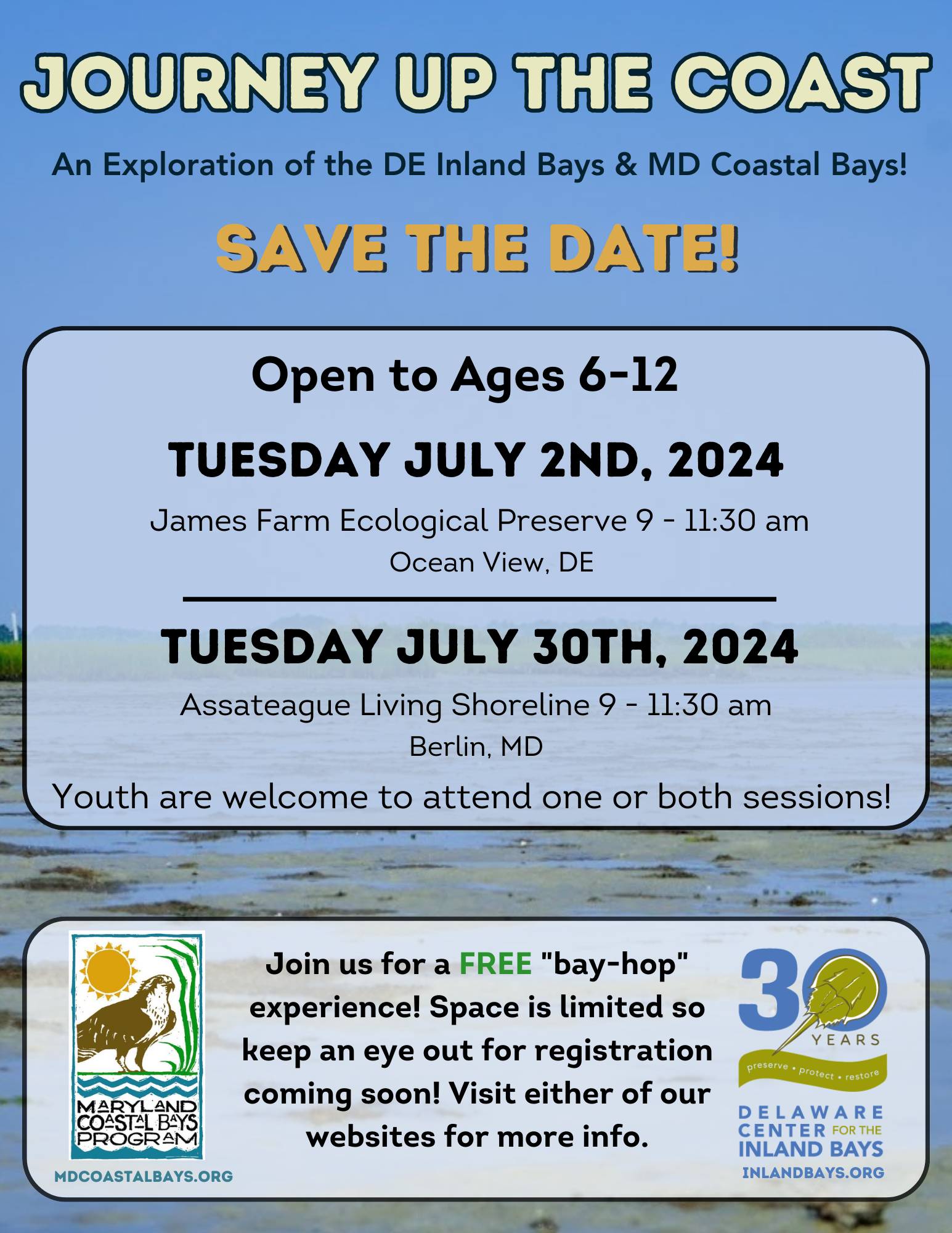 Journey Up the Coast - Save the Date - Maryland Coastal Bays Program
